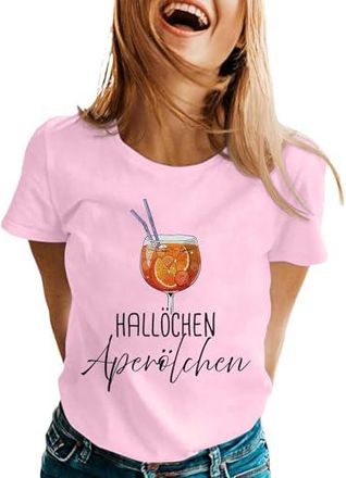 Generic Costume Aperol pour femme - T-shirt en coton Aperol Spritz - T-shirt &agrave; manches courtes - Col rond - T-shirt d&eacute;t&eacute; amusant - Pour cocktail, f&ecirc;te, &eacute;v&eacute;nem