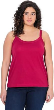 Ulla Popken gs1 data protected company 4069787000005 Spaghettitop, Rundhals, Modalmix, Ärmellos T-Shirt, Framboise foncée, 44-46 Femmes