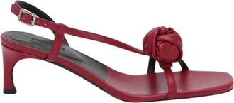 Rotate Rotate Birger Christensen - Sandale en cuir &agrave; talon moyen nou&eacute; - Femme - Chaussures - Rouge - Taille: 37 EU
