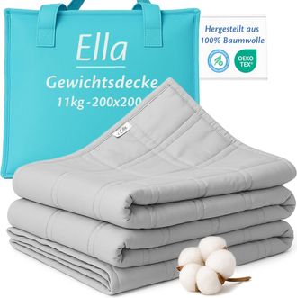 Ella Gewichtsdecke 200x200 11kg - Anti Stress Therapiedecke - Schwere Decke aus 100% Baumwolle - Bettdecke für tiefen Schlaf und bessere Erholung - Weighte