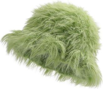 ZLYC Chapeaux dhiver Pelucheux pour Femme - Chapeau Chaud en Fausse Fourrure - Casquette de pêcheur Duveteuse, Fausse Fourrure Verte, Taille Unique