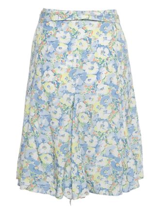 Ralph Lauren jupe portefeuille &agrave; fleurs - Blanc