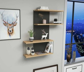 Dmora Regal Mirzam, Gestell, Wandregal, Mehrzweckregale, 65x19h96 cm, Anthrazit und Eiche