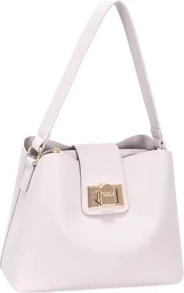 David Jones Paris - Sac &agrave; main Femme Similicuir - Sac port&eacute; &eacute;paule 3 compartiments - Taille Moyenne - Ville Chic Classique &eacute;l&eacute;gant Pratique (Snow Lilac)