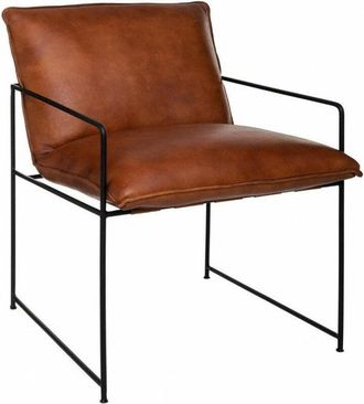 Atmosphera Atmosphera - Fauteuil Kanat en cuir - Marron - l 59 x h 80,5 cm - Collection Vintage vibes - Livraison gratuite