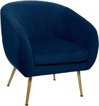 Atmosphera Atmosphera - Fauteuil Design en Velours Solaro 78cm Bleu