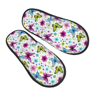 Generic Hiver Pantoufles Papillon Printanier Color&eacute; Unisexe Pantoufles En Feutre Doux Chausson Hotel Pour Voyage Chambre Femmes M