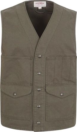 Filson Homme, Vestes, Vert, Taille: L Gilet en coton &agrave; poches boutonn&eacute;es