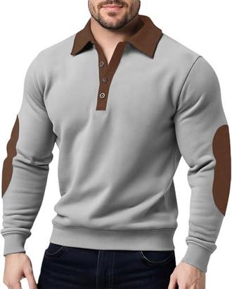 Generic Polo &agrave; manches longues pour homme - T-shirt de golf color&eacute; - Grande taille - T-shirts de sport confortables - Col &agrave; revers - Hauts d&eacute;contract&eacute;s &agrave; port