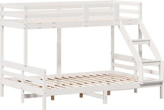 vidaXL Etagenbett 90x200/140x200 cm Weiß Massivholz Kiefer vidaXL