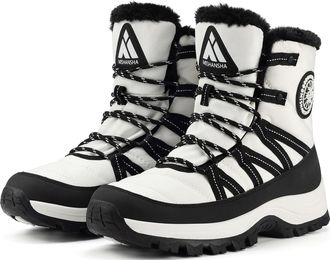 Mishansha Winterschuhe Damen Gefüttert Schneestiefel Warm Outdoor Winter Boots, Schwarz-Weiß 36