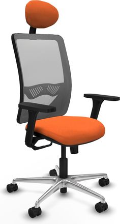 Piqueras y Crespo B&uuml;rostuhl Zulema mit 3D-Armen, h&ouml;henverstellbare Lendenwirbelst&uuml;tze und festes Kopfteil, ausgestattet mit 3 Positionen und Schneidschaum, Grau/Orange