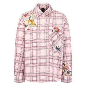 Marc Cain Blouse en velours c&ocirc;tel&eacute; &agrave; carreaux et fleurs - Femme - Blouses et Chemises - Rose - Taille: 42 FR