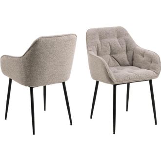ebuy24 Ebuy24 - Lot de 2 fauteuils repas en tissu bouclette beige - brook