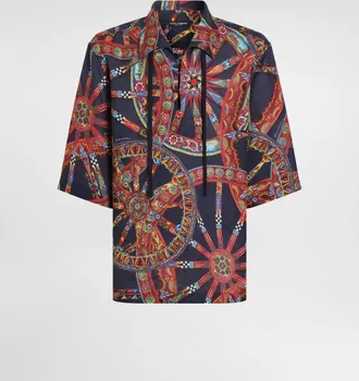 Dolce & Gabbana Hawaii-hemd Aus Leinen Mit Carretto-print - Mann Hemden Multicolor 42