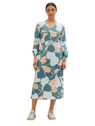 Tom Tailor Damen Maxi-Kleid mit Muster, 34845 - Abstract Flower Print, 40