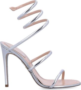 Rene Caovilla Femme, Chaussures, Gris, Taille: 38 EU Sandale Argent&eacute;e &agrave; Bout Ferm&eacute; et Talon Aiguille