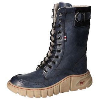 Mustang Jeans Damen Stiefelette sportlicher Plateau Winterboot mit Warmfutter 1499-605, Gr&ouml;&szlig;e:40 EU, Farbe:Blau