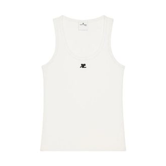 Courr&egrave;ges 90s Rib Tank Top - - Tops - Damen - Wei&szlig; - L