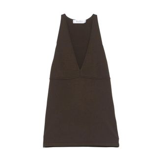 Max Mara Zederbraunes V-Ausschnitt Top ohne &Auml;rmel - - Tops - Damen - Braun - XS