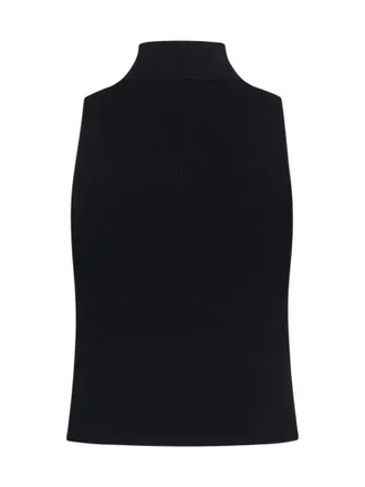Diesel Womens Black Ribbed Sleeveless Top Viscose Tops