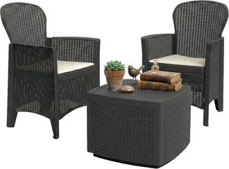 Dmora Anny Garten-Lounge-Set, Outdoor-Sitzgruppe f&uuml;r 2 Personen, Schwarz
