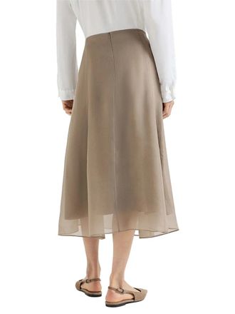 Brunello Cucinelli Crispy Silk Circle Skirt - Beige