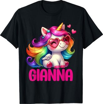 BDAZ Gianna personalisierter Name, buntes Einhorn für Damen und Mädchen T-Shirt