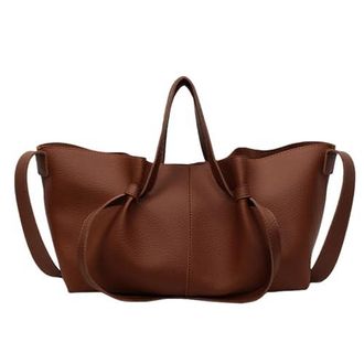 Generic Sac &agrave; main fourre-tout simple en cuir synth&eacute;tique de couleur unie, sac &agrave; bandouli&egrave;re polyvalent, grande capacit&eacute;, sac fourre-tout pour voyage, rendez-