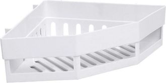 SOLUSTRE Eckregal Badezimmer Wandhalterung Kunststoff Lochfrei Dreieckiges Aufbewahrungsregal Weiß Für Duschkorb Und Badutensilien