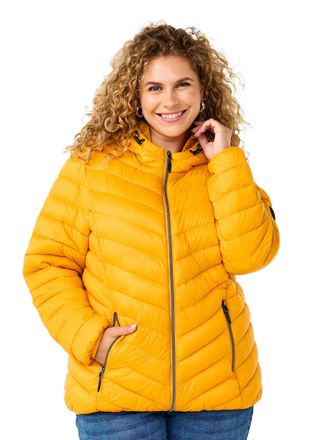 Zizzi Damen Plus Size Jacke mit Kapuze Taschen Gesteppt Größe Gr L Golden Orange Plus Size Damen Kleidung