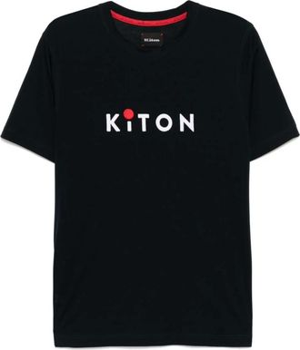 Kiton Homme, Tops, Bleu, Taille: XL T-shirt brod&eacute; col rond