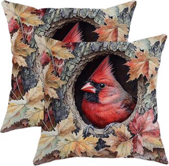Generic Fall-Kardinalvogel Sofakissen Komfort Dekokissen Modern Kissenh&uuml;llen F&uuml;r Balkon Sofa Schlafzimmer 45X45Cm 2Er Set