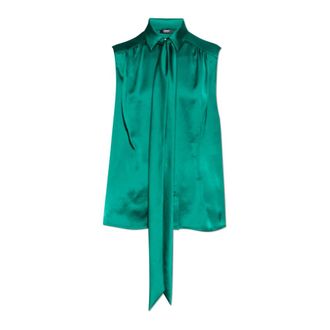 Versace Satin Lavalli&egrave;re Shirt - - Blouses & Shirts - Damen - Gr&uuml;n - XS
