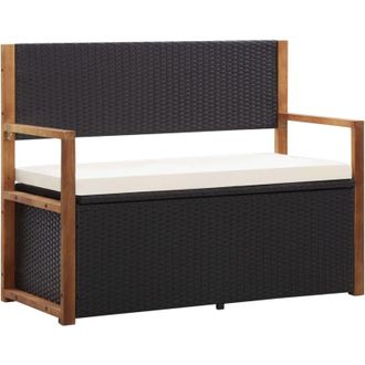 vidaXL Vidaxl - Banc de jardin 115 cm R&eacute;sine tress&eacute;e et bois dacacia Noir
