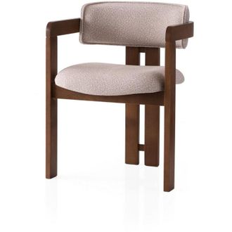 Hanah Home Chaise en bois Cozy - 44 x 57 x 76 cm - Cr&egrave;me de noix
