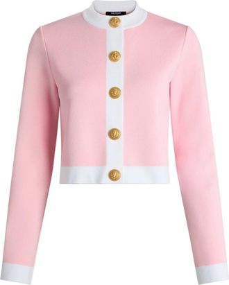 Balmain Femme, Pulls, Rose, Taille: 36 FR Cardigan en Tricot Boutonn&eacute;