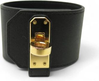 Herm&egrave;s Armband - HERMES KELLY TWIST GM T2 AUS SCHWARZEM LEDER MIT G - Gr. ONESIZE - in Schwarz - f&uuml;r Damen