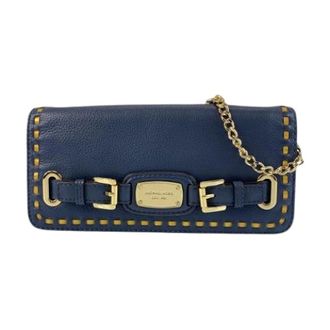 Michael Kors Pre-owned 1974222 Sac bandouli&egrave;re en cuir avec cha&icirc;ne - Femme - Pre-owned - Bleu - Taille: ONE Size