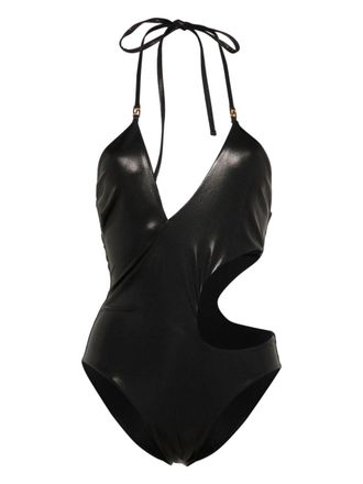 Versace Greca Neckholder-Badeanzug mit Cut-Outs - Schwarz
