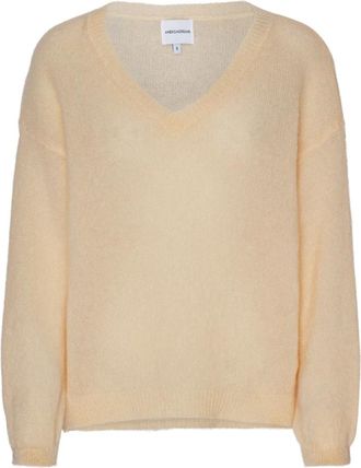 Americandreams Americandreams, Femme, Pulls, Beige, Taille: 38 FR Silja V Neck Knit