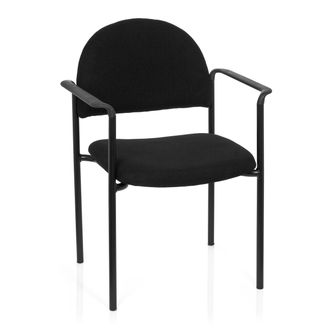 hjh OFFICE 704330 Besucherstuhl XT 700 Schwarz Konferenzstuhl Vierfußstuhl Stapelstuhl gepolstert mit Armlehnen, stapelbar