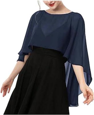 Generic Écharpe enveloppante en mousseline légère parfaite pour robes et tenues féminines accessoire et polyvalent (Navy, One Size)