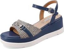 Queen Helena ZM9945 Sandales Platform avec bracelet décontracté pour femme, bleu, 39 EU