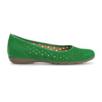 Gabor Perforierte Sommerballerinas aus Pistazien-Veloursleder - - Shoes - Damen - Gr&uuml;n - 36 EU