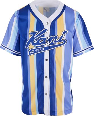Karl Kani Herren KM241-042-1 Varsity Striped Baseball Shirt Navy/Lilac/Yellow, M