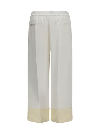 Toteme Womens Pants Satin Drawstring White Viscose Trousers