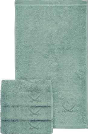 Sansibar 4er Set Gästetuch 30x50 cm - Saugstarkes Frotteetuch aus 100 % Baumwolle - Oeko-TEX Zertifiziert- Sylt-Design mit gesticktem Säbel-Logo - Smaragd