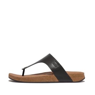 FitFlop Homme Iqushion Mens Leather Toe-Post Sandals, Noir, 43 EU