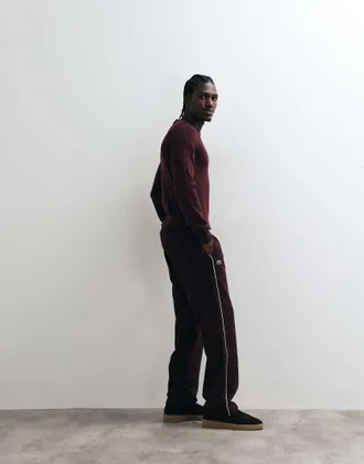 Lacoste Heritage - Pantalon de jogging de tennis avec passepoil - Bordeaux-Rouge